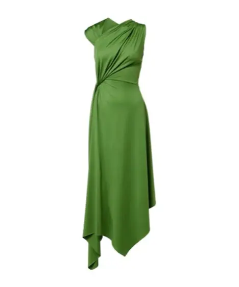 Victoria Beckham Asymmetric Gathered Jersey Midi Dress