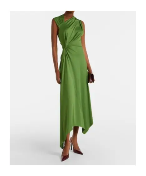 Victoria Beckham Asymmetric Gathered Jersey Midi Dress