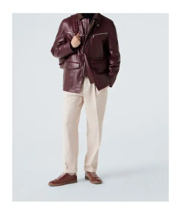 Brunello Cucinelli Long-sleeved Leather Jacket