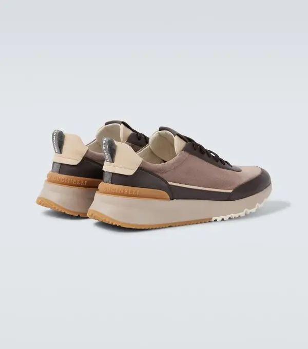 Brunello Cucinelli Leather-trimmed Suede Sneakers