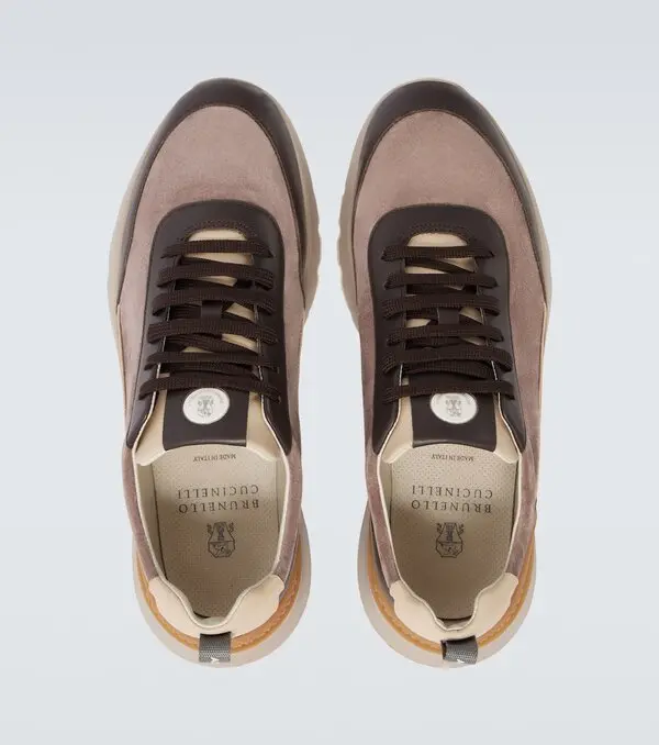 Brunello Cucinelli Leather-trimmed Suede Sneakers
