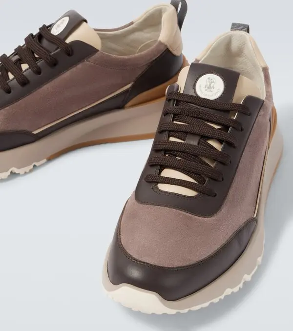 Brunello Cucinelli Leather-trimmed Suede Sneakers