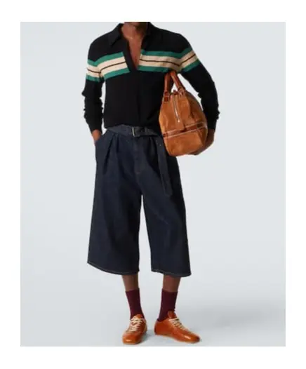 Dries Van Noten Belted Denim Bermuda Shorts