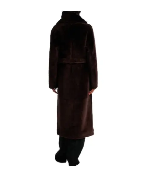 YVES SALOMON Shearling Belted Long Coat