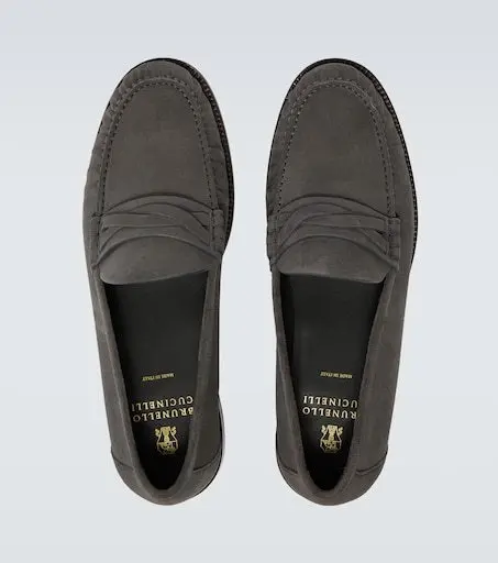 Brunello Cucinelli Suede Penny Loafers