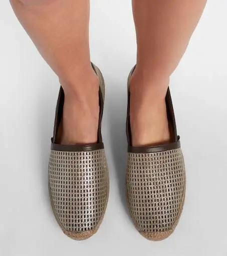 Brunello Cucinelli Perforated Leather And Suede Espadrilles