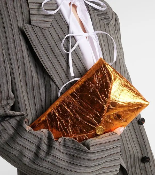 Dries Van Noten Medium-sized Metal And Leather Clutch