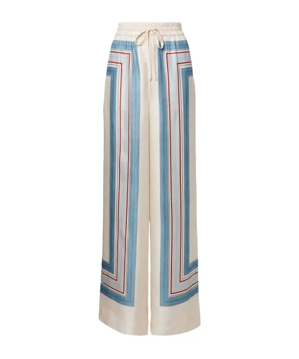 Zimmermann Printed Silk Wide-leg Pants - Nude