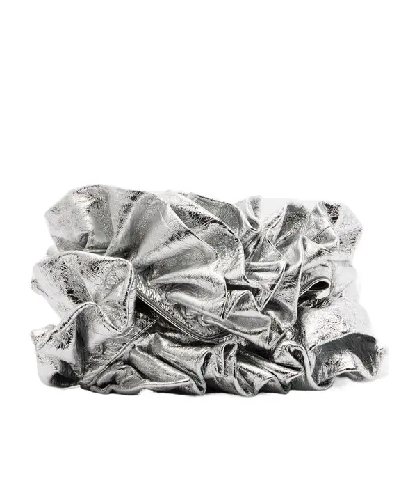 Dries Van Noten Ruffled Metallic Leather Clutch