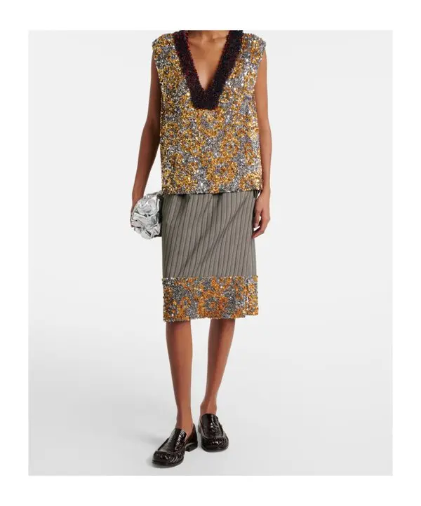 Dries Van Noten Ruffled Metallic Leather Clutch