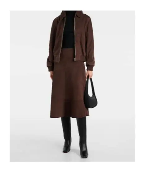 YVES SALOMON Suede Midi Skirt