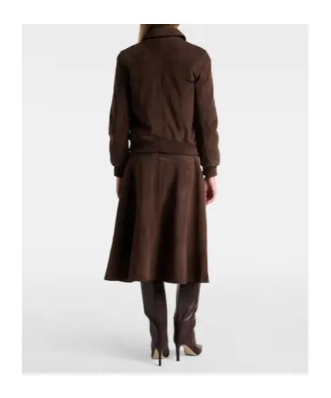 YVES SALOMON Suede Midi Skirt