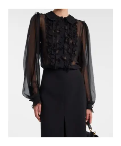 Dolce & Gabbana Ruffled Sheer Silk Blouse