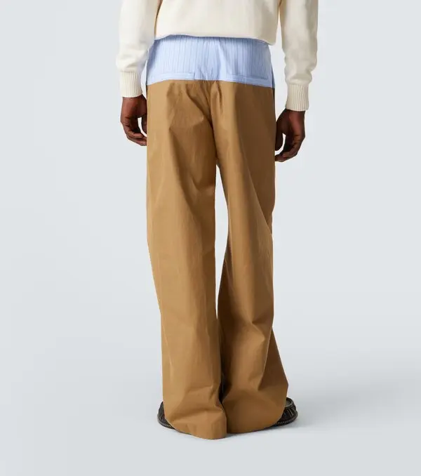 Dries Van Noten Paneled Cotton Twill Wide-leg Pants