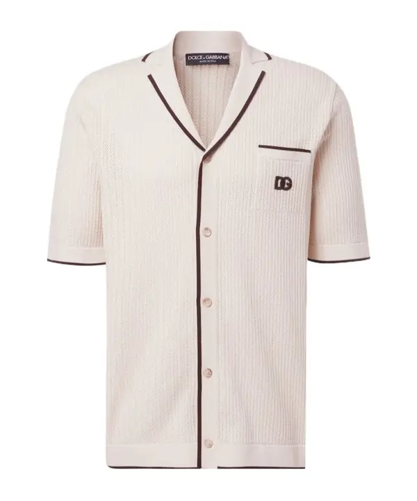 Dolce & Gabbana Dg Knitted Cotton Shirt - Beige