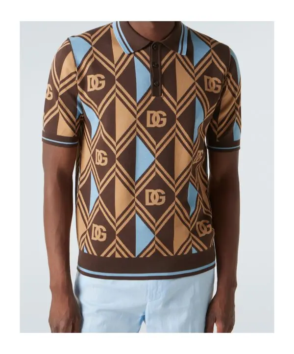 Dolce & Gabbana Dg Jacquard Cotton Pique Polo Shirt