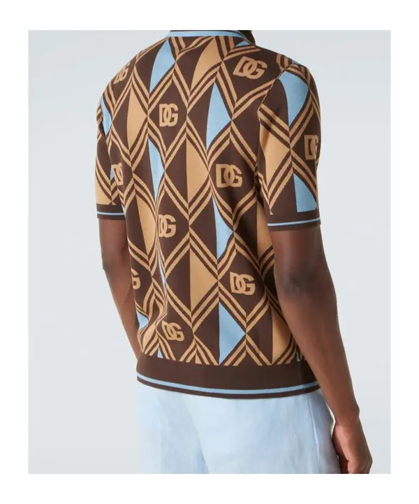 Dolce & Gabbana Dg Jacquard Cotton Pique Polo Shirt