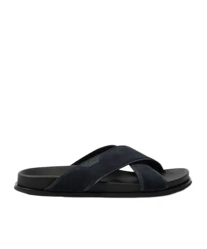 Brioni Leather-trimmed Suede Crossover Sandals