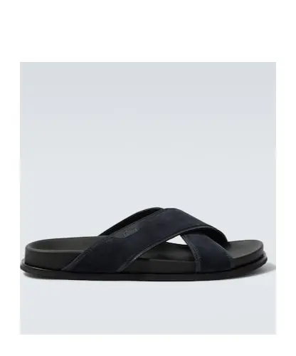 Brioni Leather-trimmed Suede Crossover Sandals