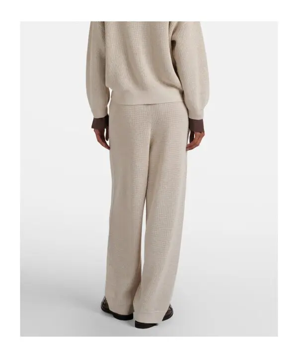 Brunello Cucinelli Knitted Cotton-blend Wide-leg Pants