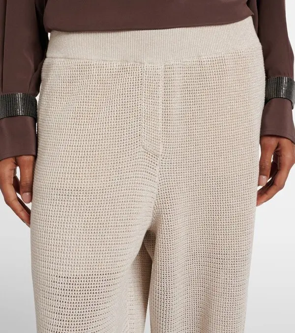 Brunello Cucinelli Knitted Cotton-blend Wide-leg Pants