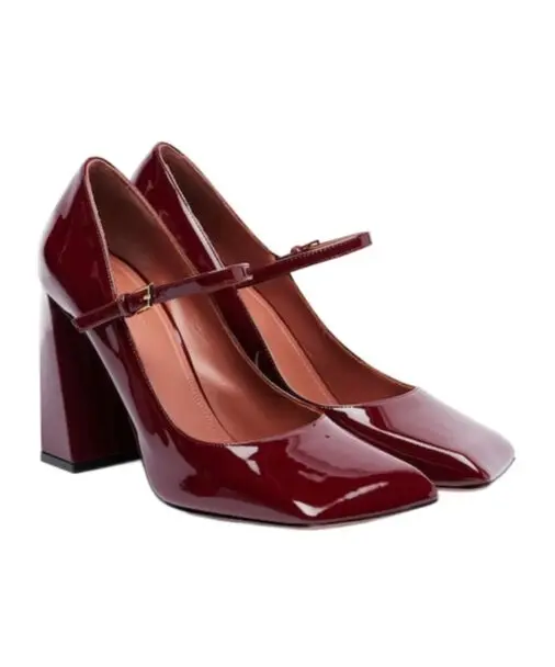 Amina Muaddi Patent Leather Mary Jane Pumps