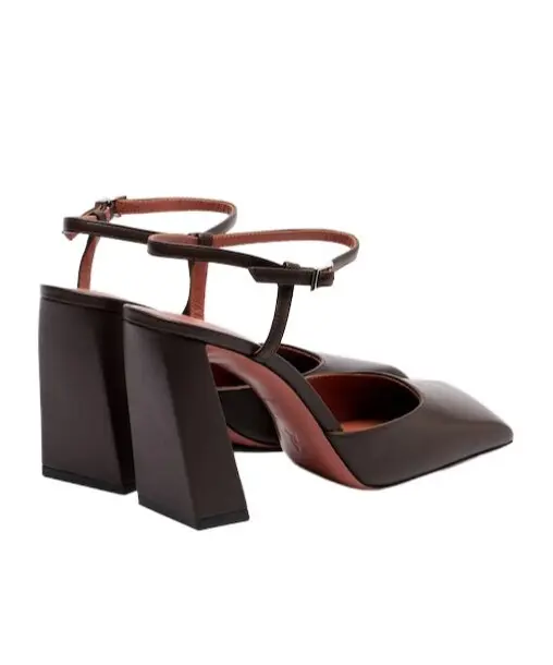 Amina Muaddi Solid Color Leather Pumps