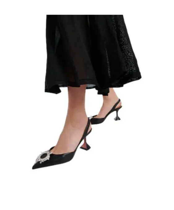 Amina Muaddi Leather Slingback Pumps