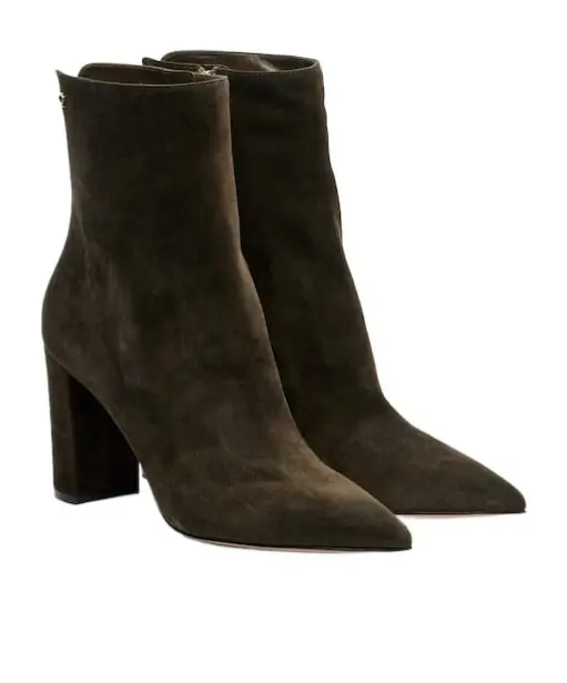 GIANVITO ROSSI Solid Color Suede Ankle Boots - Black