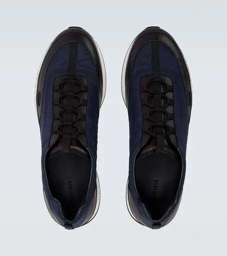 John Lobb Leather-trimmed Slip-on Sneakers