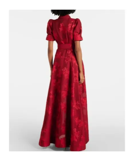 Rebecca Vallance Henrietta Belted Brocade Gown - Red