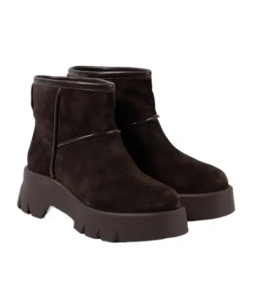 GIANVITO ROSSI Dark Brown Suede Ankle Boots