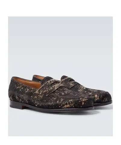 John Lobb Lopez Calf Hair Penny Loafers - Black