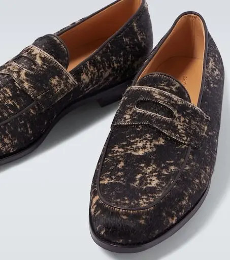 John Lobb Lopez Calf Hair Penny Loafers - Black