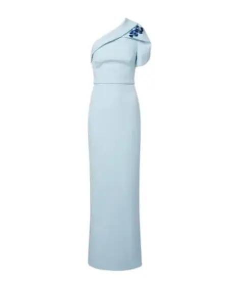 SAFIYAA LONDON One-shoulder Embellished Crêpe Gown