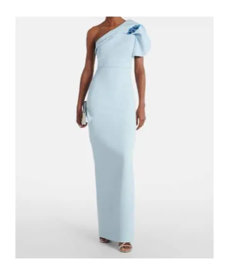 SAFIYAA LONDON One-shoulder Embellished Crêpe Gown