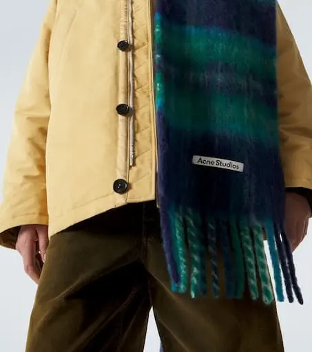 Acne Studios Fringed Plaid Mohair-blend Scarf
