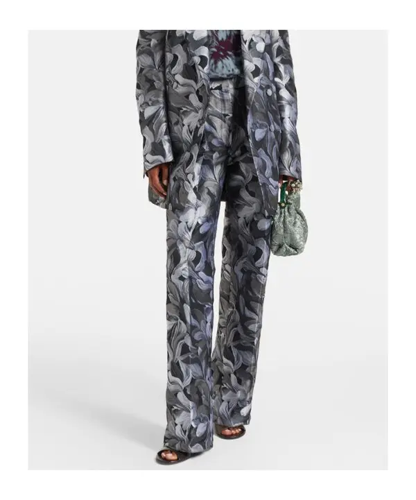 Dries Van Noten Jacquard High-rise Wool Straight Pants