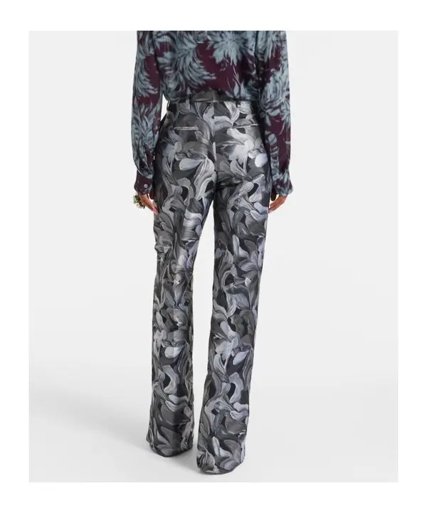 Dries Van Noten Jacquard High-rise Wool Straight Pants