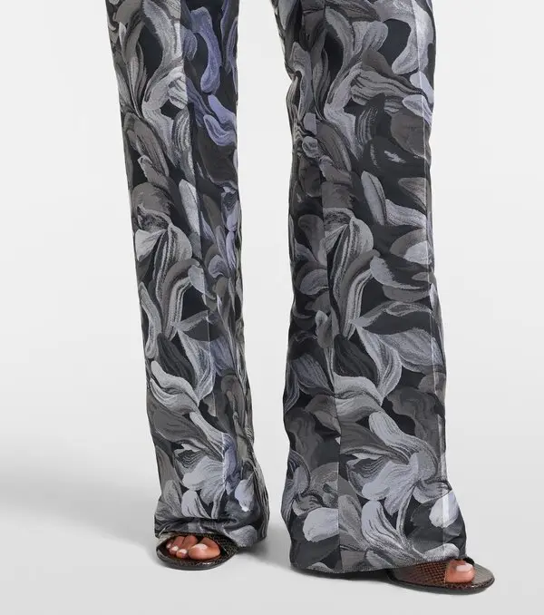 Dries Van Noten Jacquard High-rise Wool Straight Pants