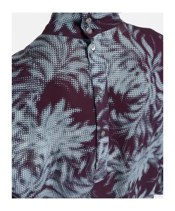 Dries Van Noten Printed Sheer Chiffon Turtleneck Top