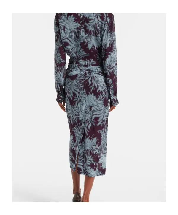 Dries Van Noten Printed Chiffon Midi Skirt