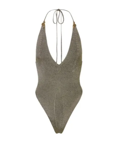 Roberto Cavalli Embellished Backless Metallic Bodysuit