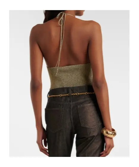 Roberto Cavalli Embellished Backless Metallic Bodysuit
