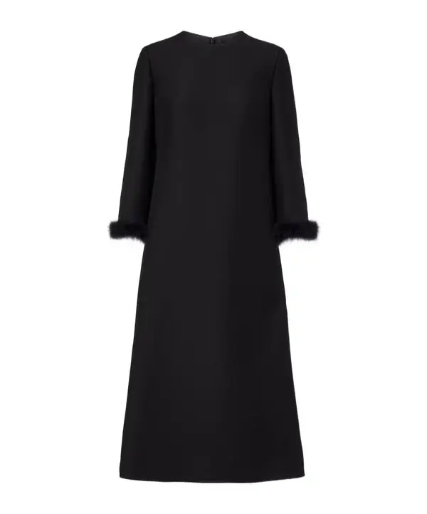 Valentino Garavani Crepe Couture Feather-trimmed Midi Dress - Black