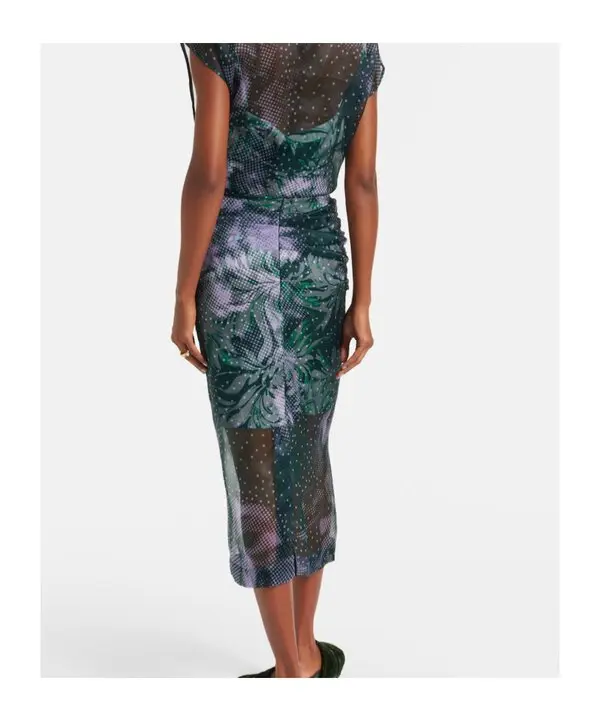 Dries Van Noten Printed Silk-blend Midi Skirt