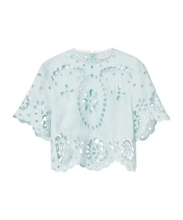 Zimmermann Awaken Embroidered Linen Crop Top