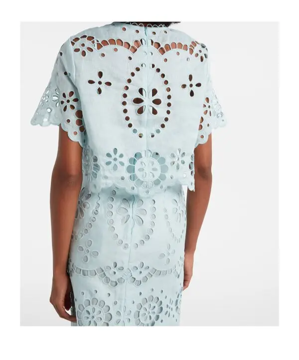 Zimmermann Awaken Embroidered Linen Crop Top