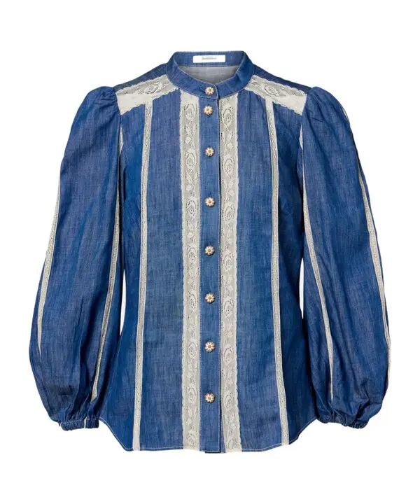 Zimmermann Awaken Lace-trimmed Denim Shirt