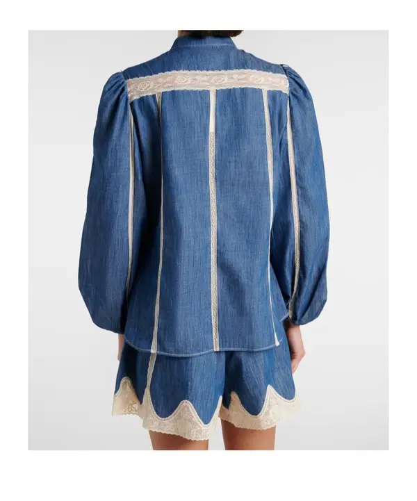 Zimmermann Awaken Lace-trimmed Denim Shirt